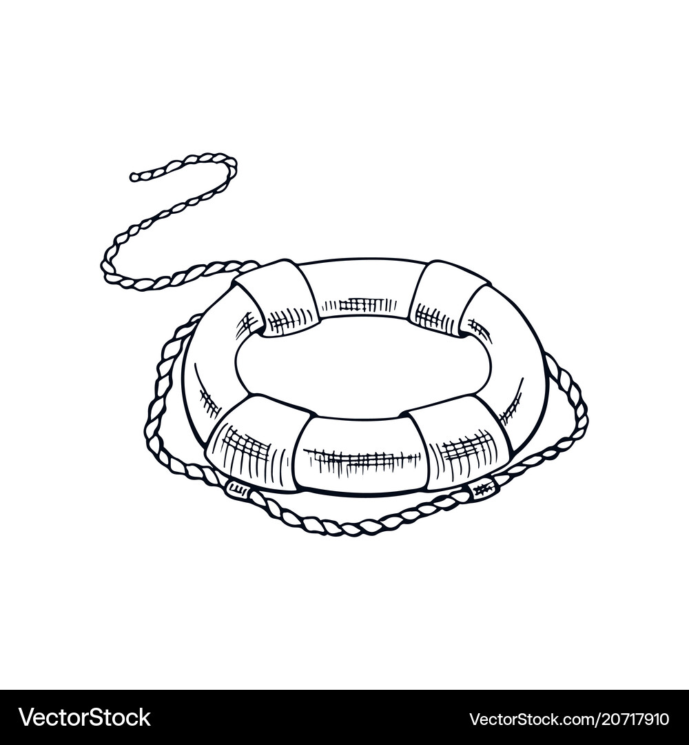 Lifebuoy sketch hand drawn Royalty Free Vector Image