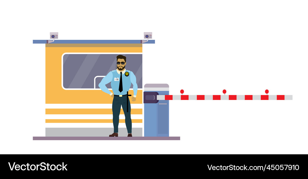 Male security guard at toll booth uniformed Vector Image