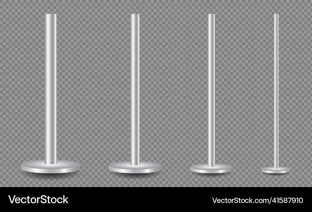 Realistic metal poles collection isolated Vector Image