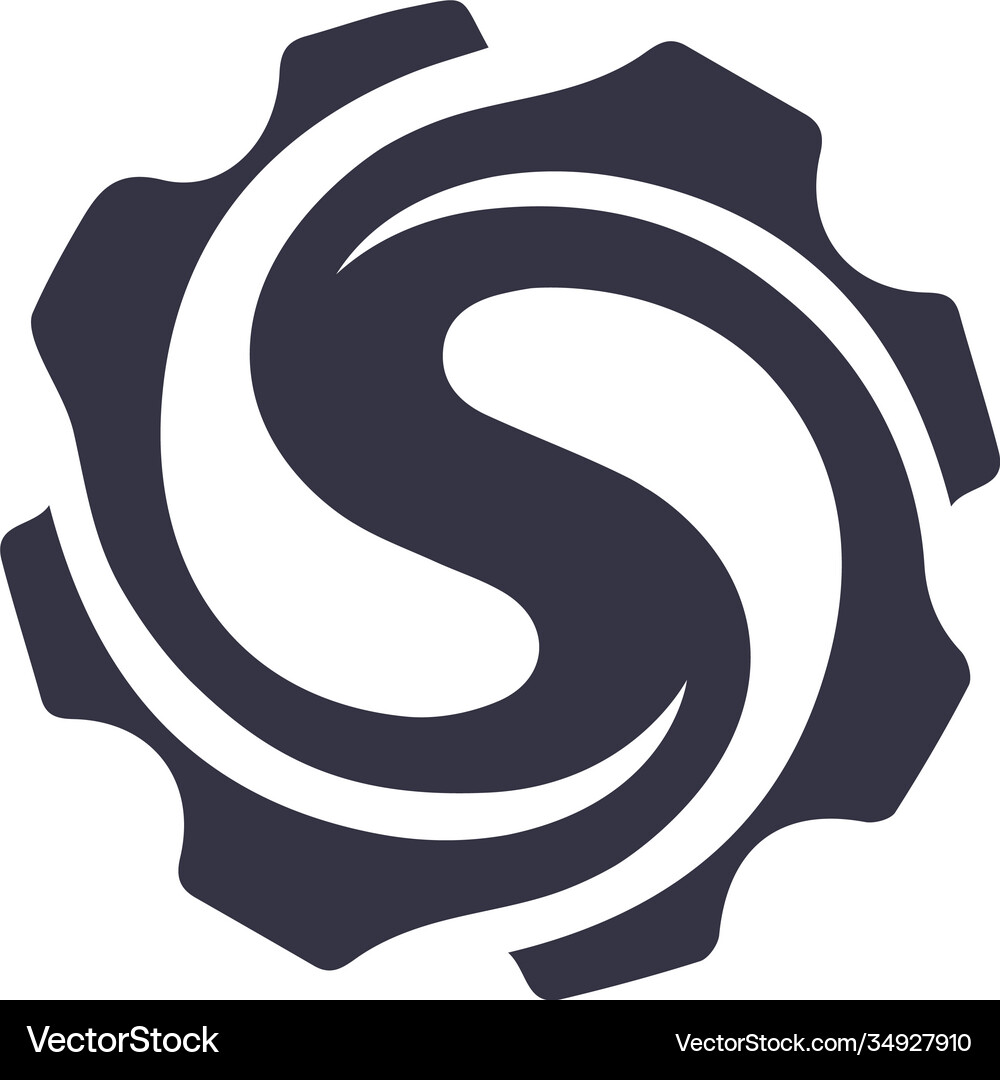 S letter logo cog wheel lettermark monogram - type