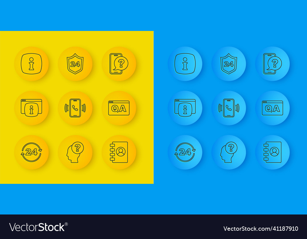 Set line telephone 24 hours support monitor Vector Image Set line telephone 24 hours support monitor Vector Image