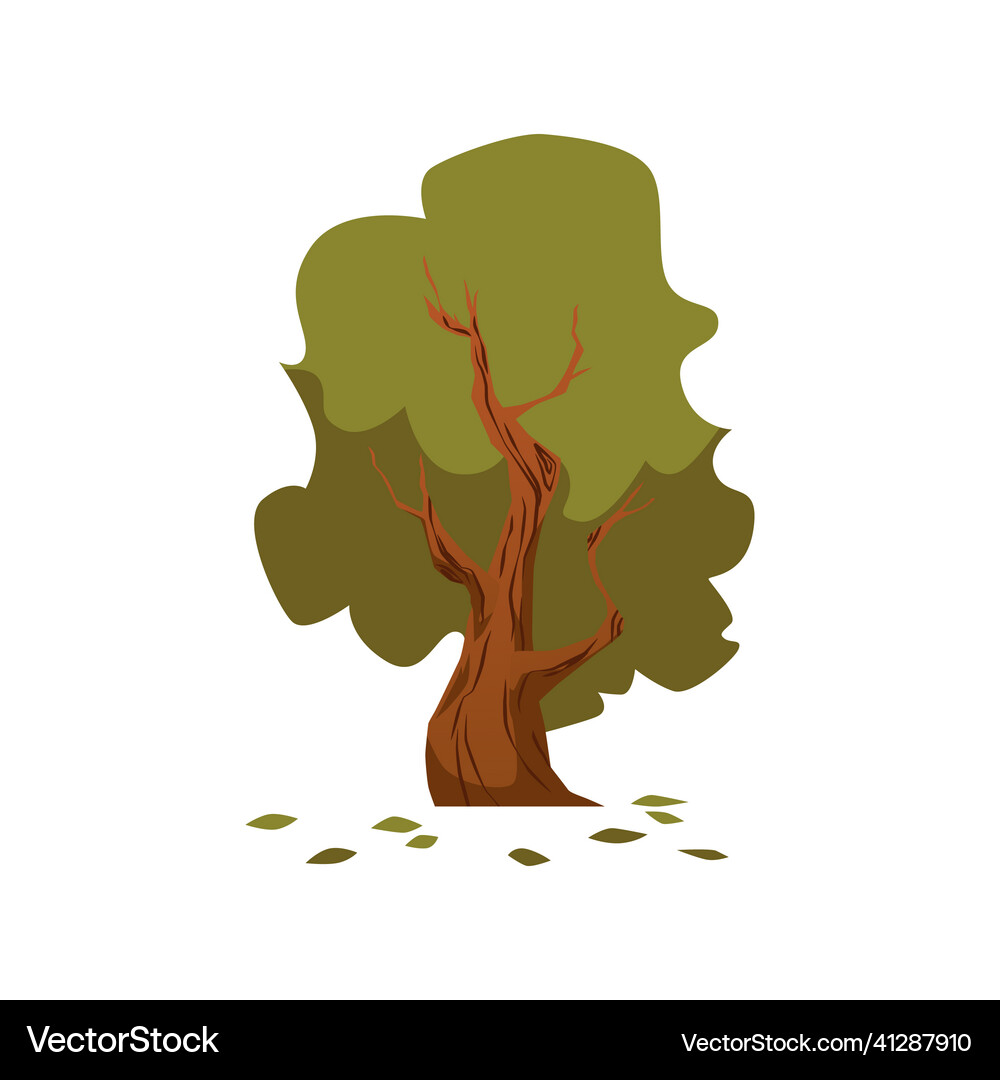 Summer tree with green foliage flat cartoon Vector Image