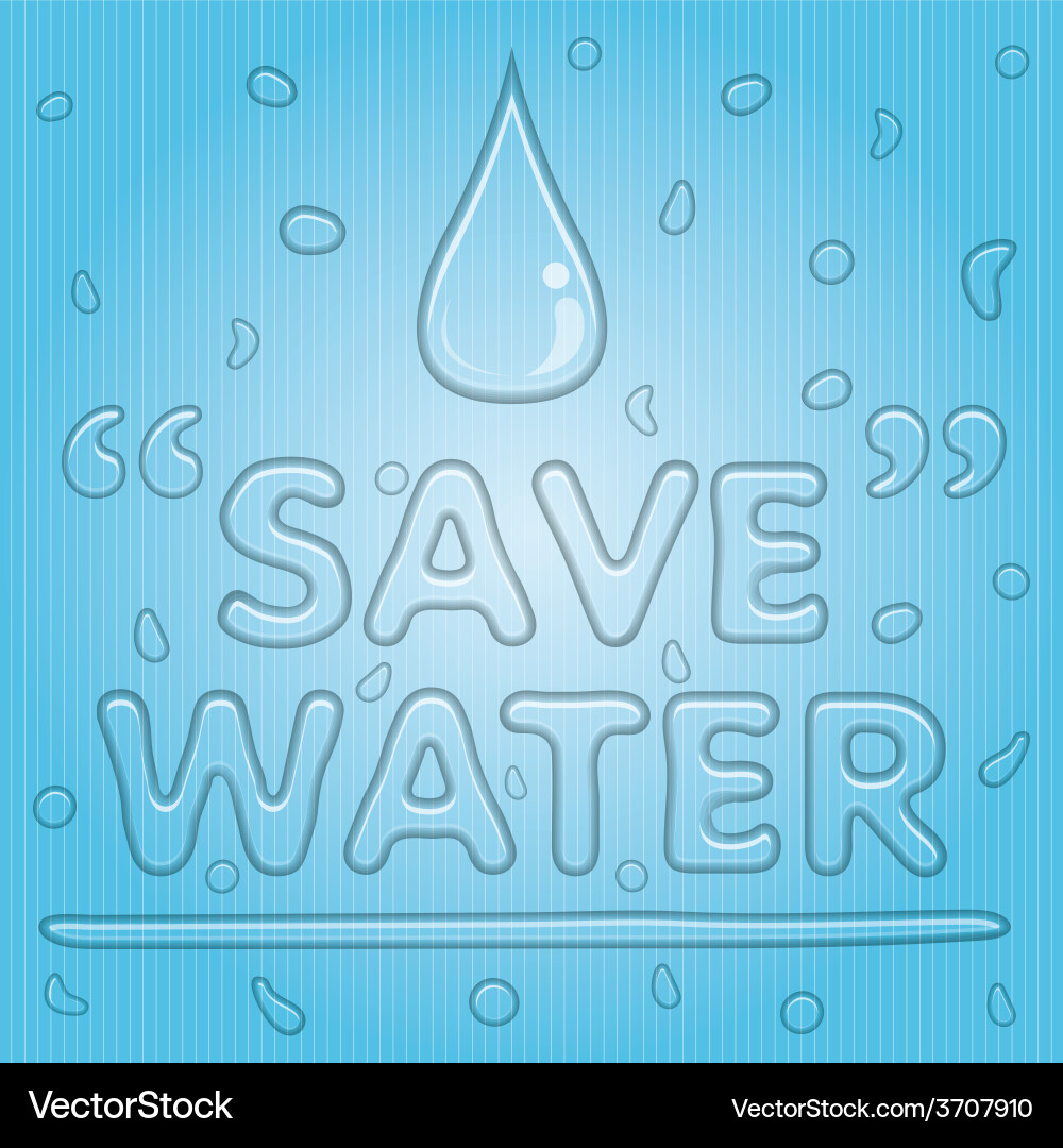 Transparent water drop with save water word Vector Image