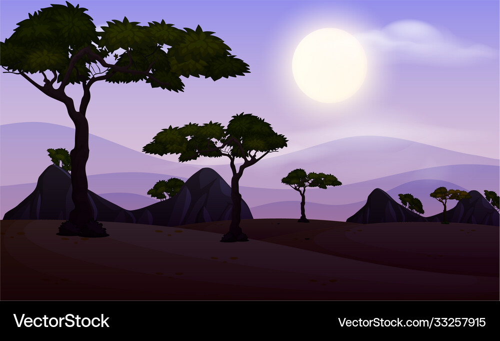 Background scene with dark sky at park Royalty Free Vector