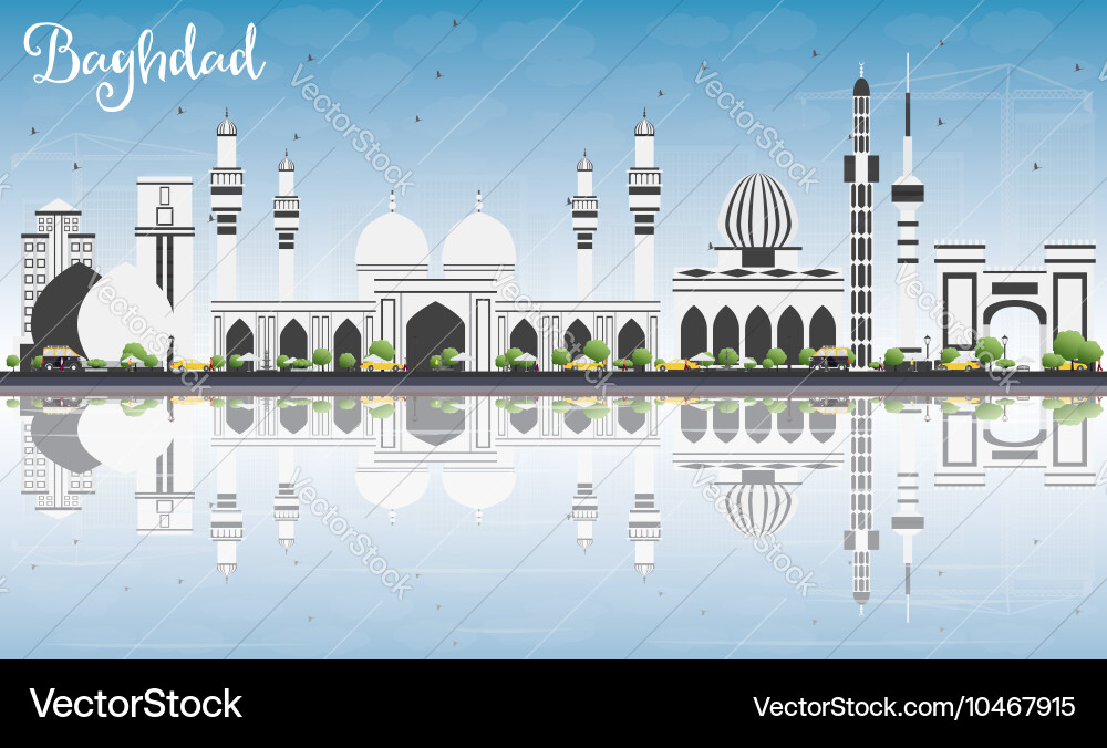 Baghdad skyline with gray buildings Royalty Free Vector