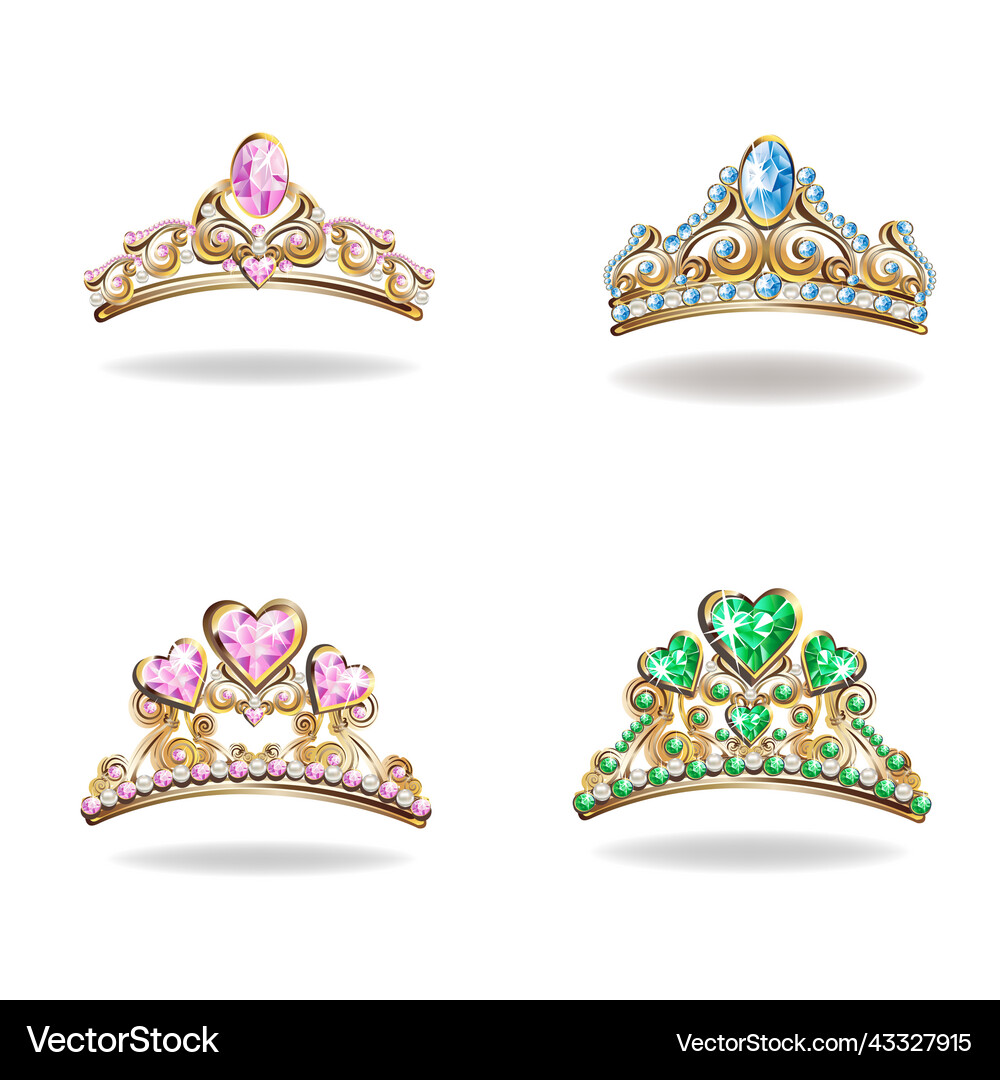 Beautiful princess diadem set Royalty Free Vector Image