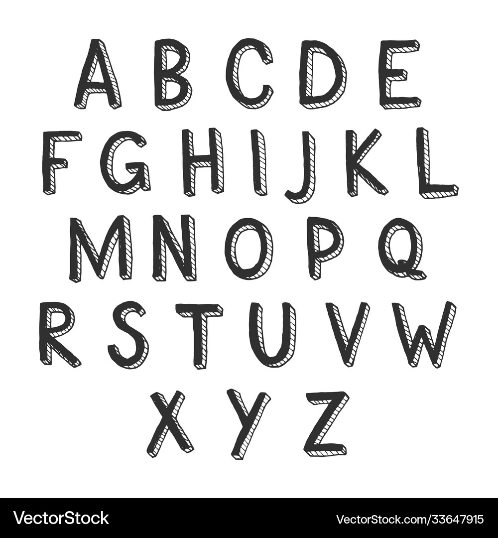 Doodle latin alphabet Royalty Free Vector Image