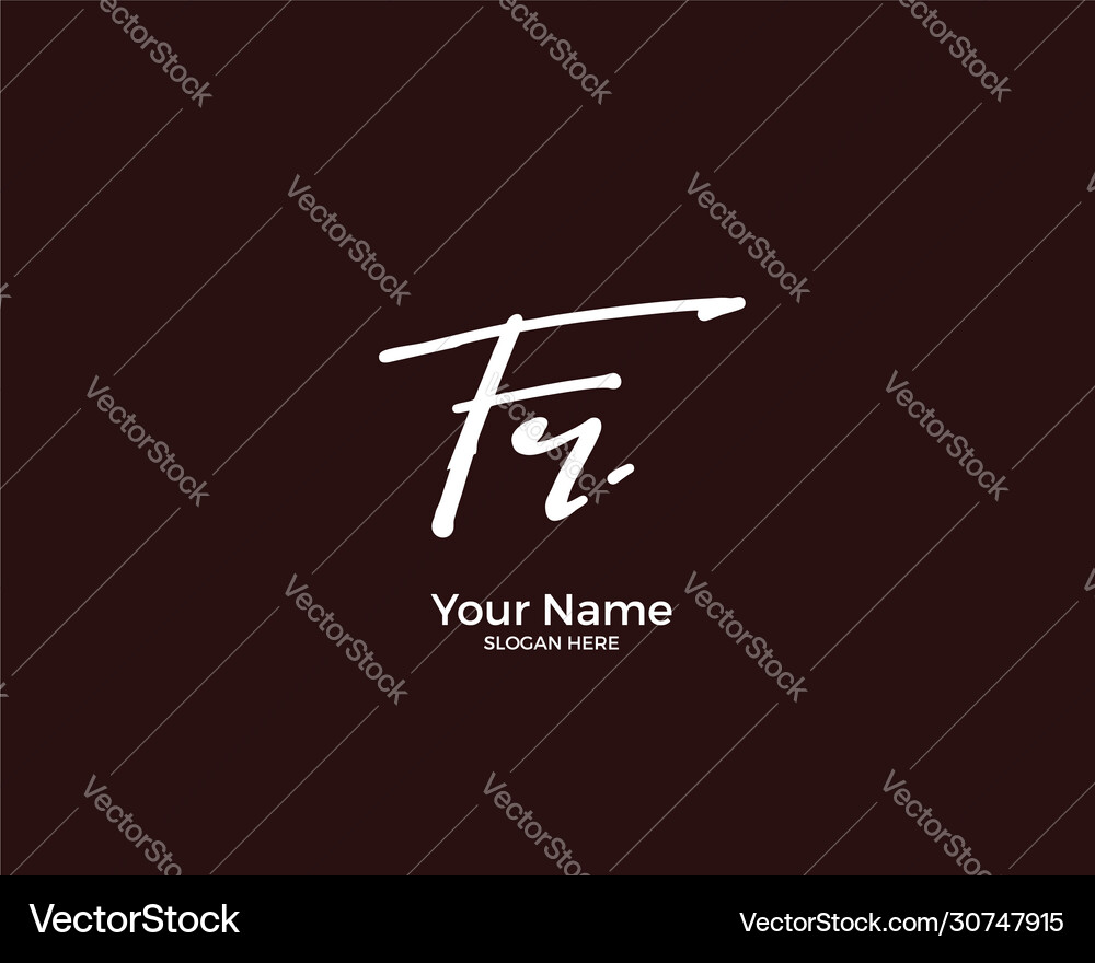 F r fr initial logo signature handwriting Vector Image