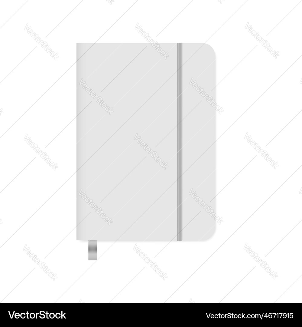 Gray notebook with ribbon bookmark and elastic Vector Image
