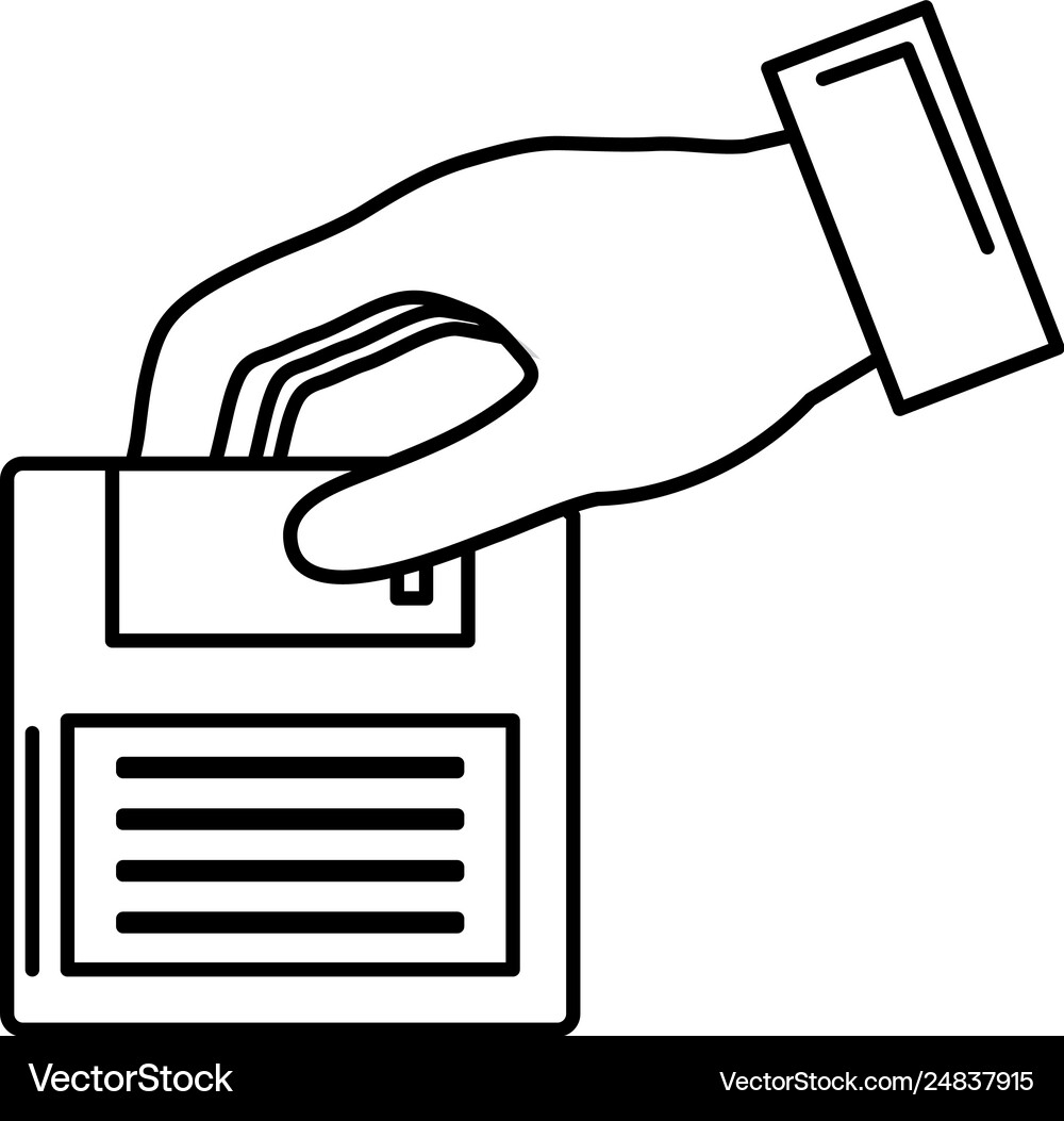 Hand with floppy disk retro icon Royalty Free Vector Image