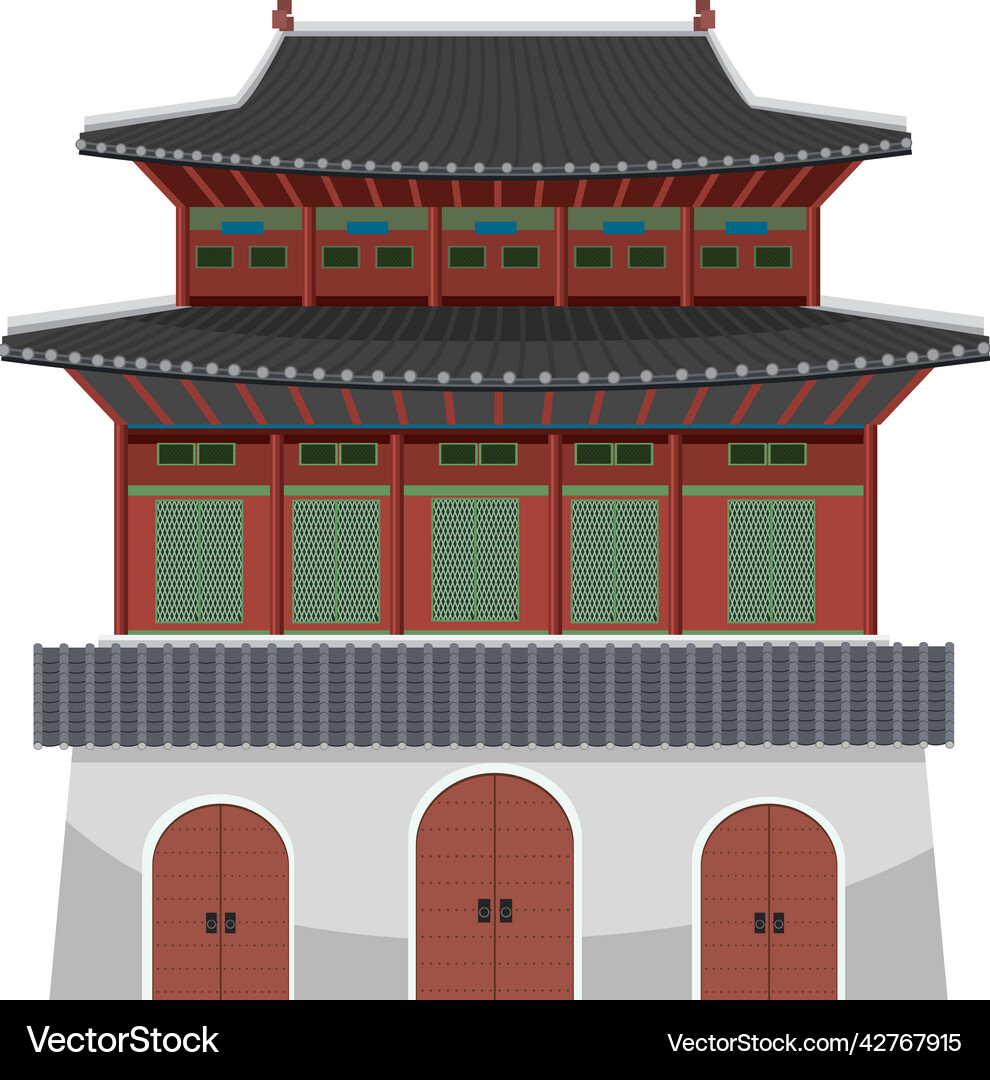 Korean ancient palace on white background Vector Image