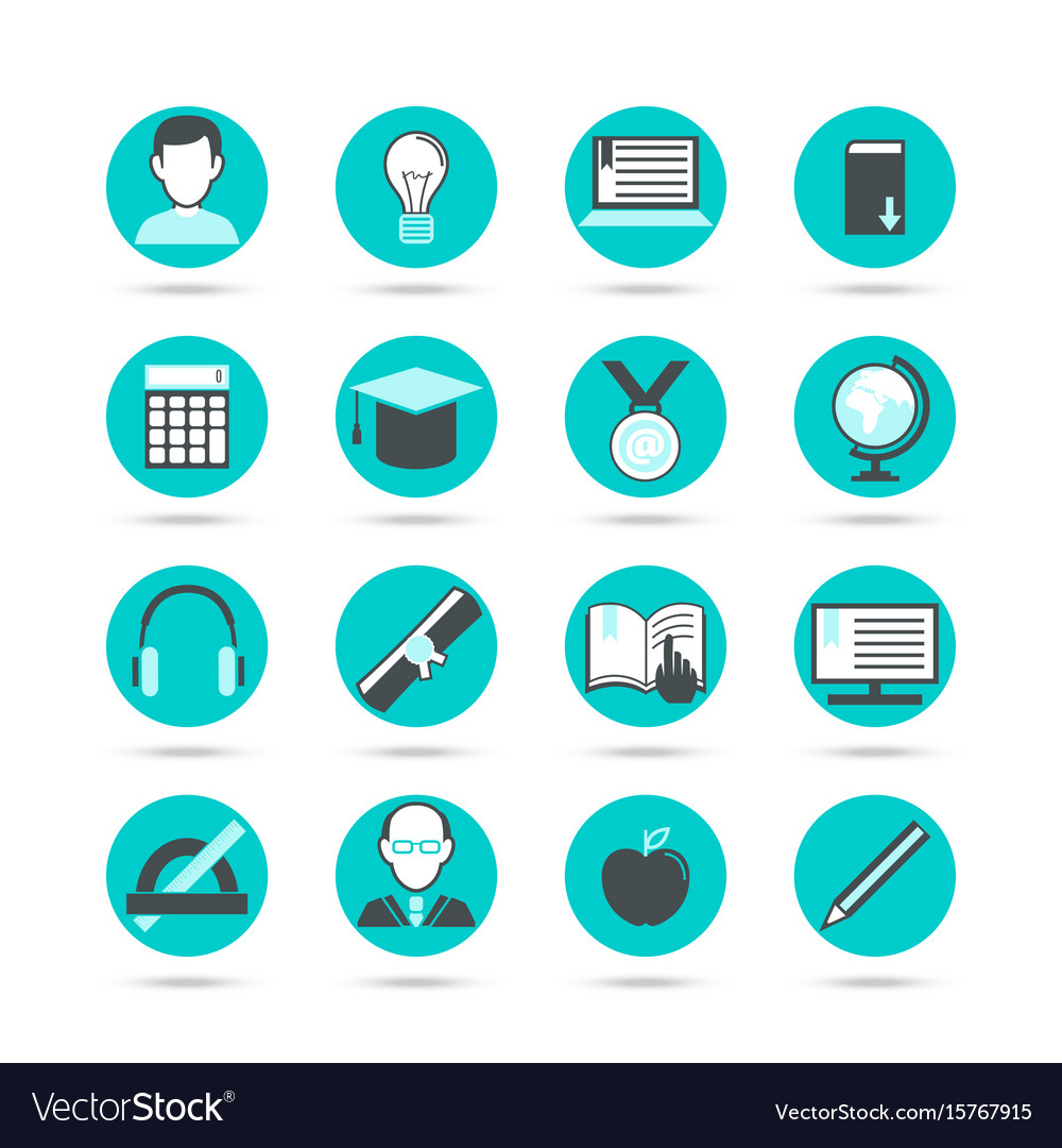 Learning flat icon set Royalty Free Vector Image