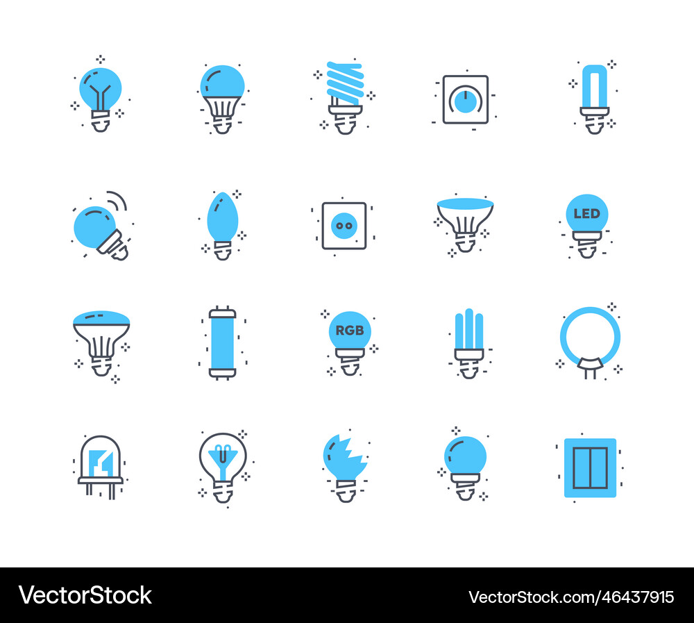 Led icons color set Royalty Free Vector Image - VectorStock