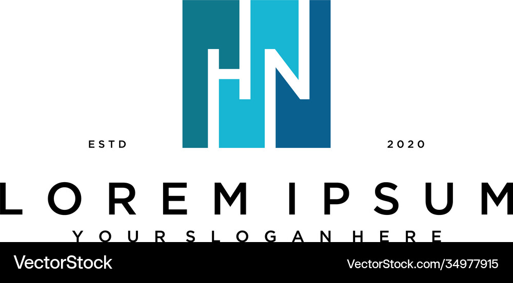 Letter hn square logo design concept Royalty Free Vector
