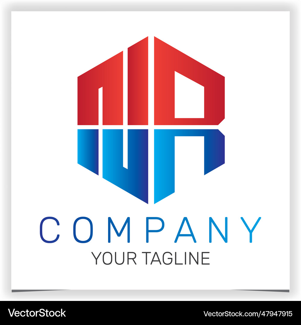 Letter nr initial hexagon logo icon premium Vector Image