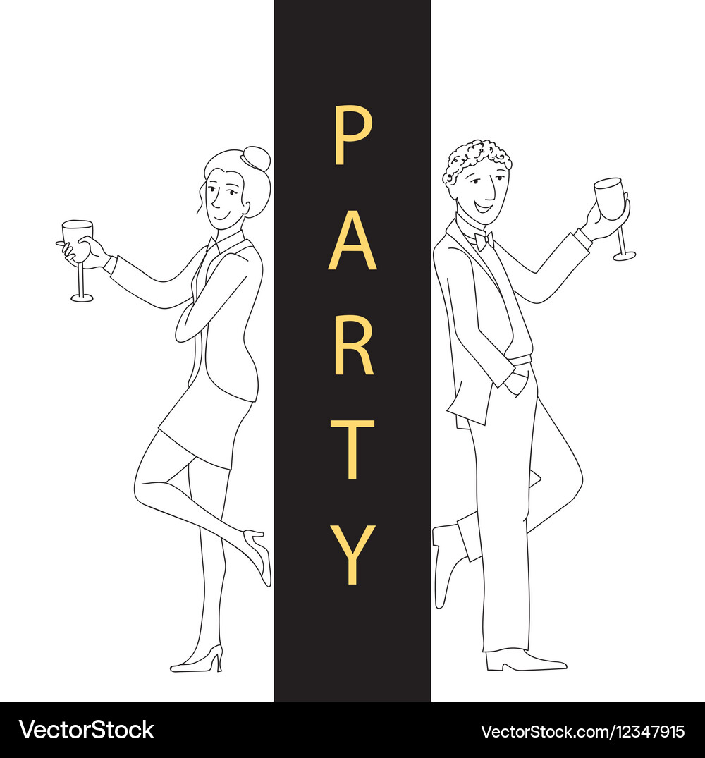 Party concept line cartoon style Royalty Free Vector Image