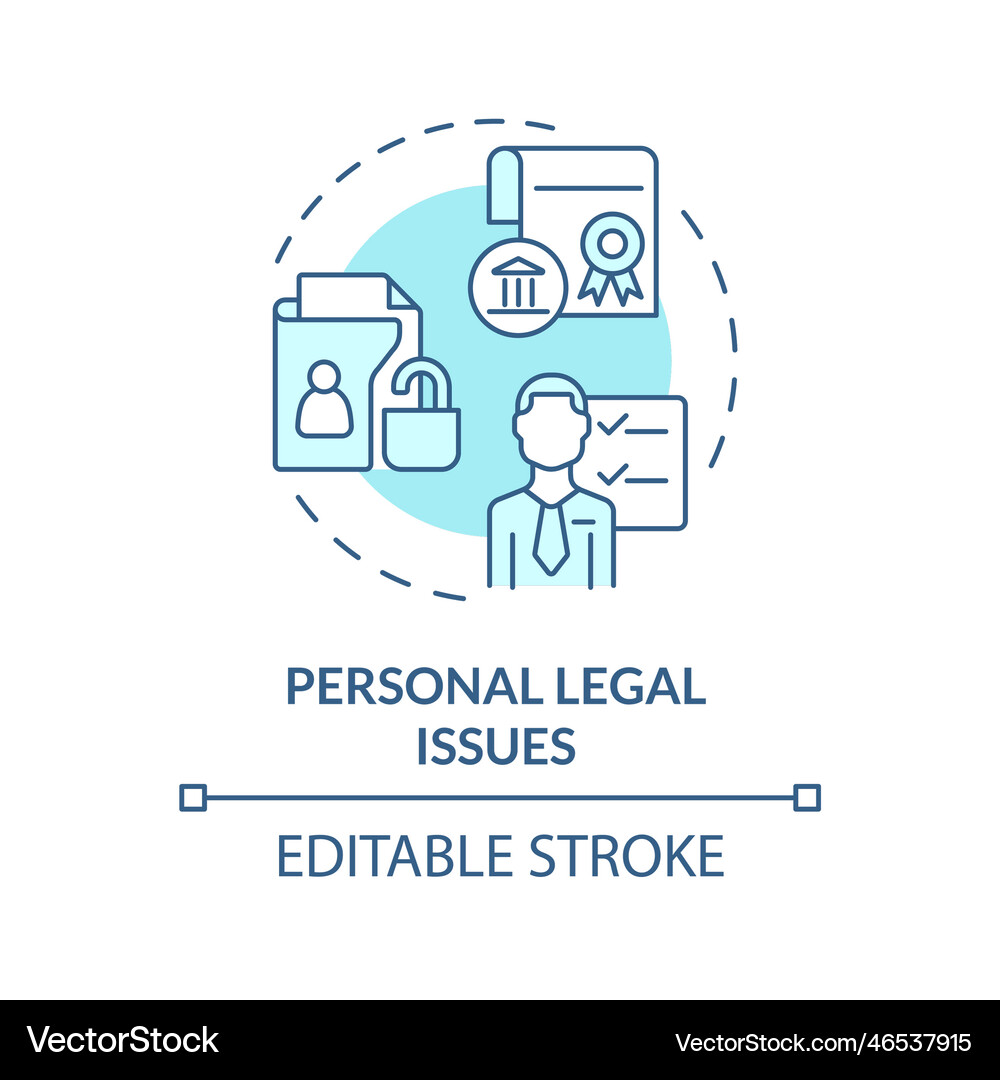 Personal legal issues blue concept icon Royalty Free Vector