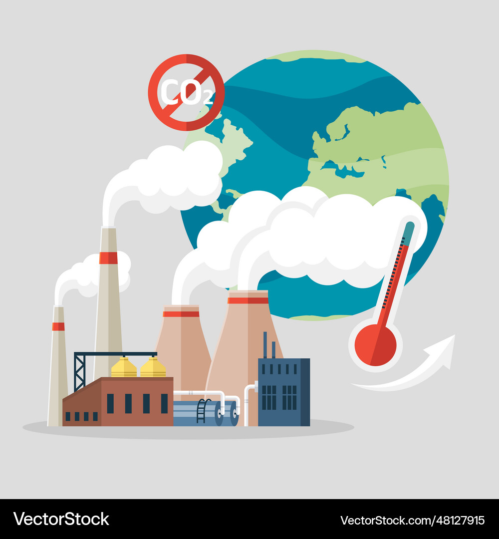 Prohibiting emissions carbon dioxide co2 red sign Vector Image