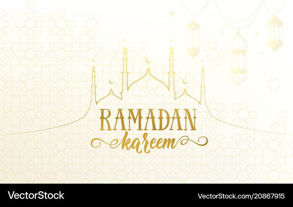 Ramadan greeting banner with islamic mosque Vector Image