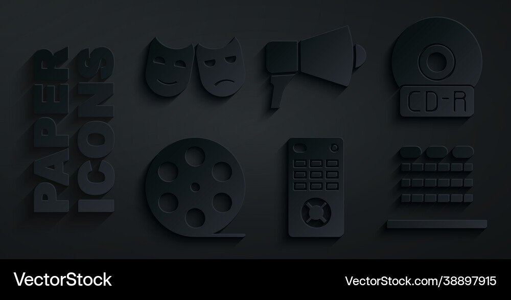 Set remote control cd or dvd disk film reel Vector Image