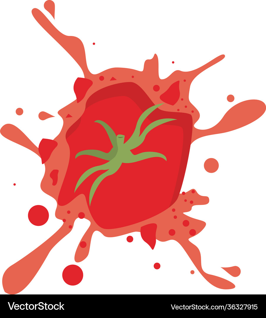 Tomato popped splash isolated icon Royalty Free Vector Image
