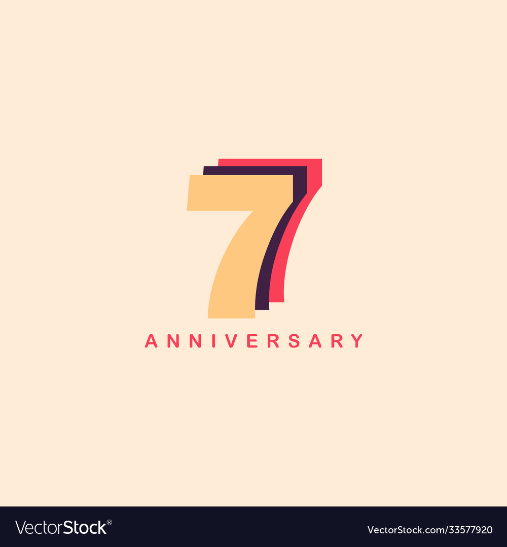 7 years anniversary template design Royalty Free Vector