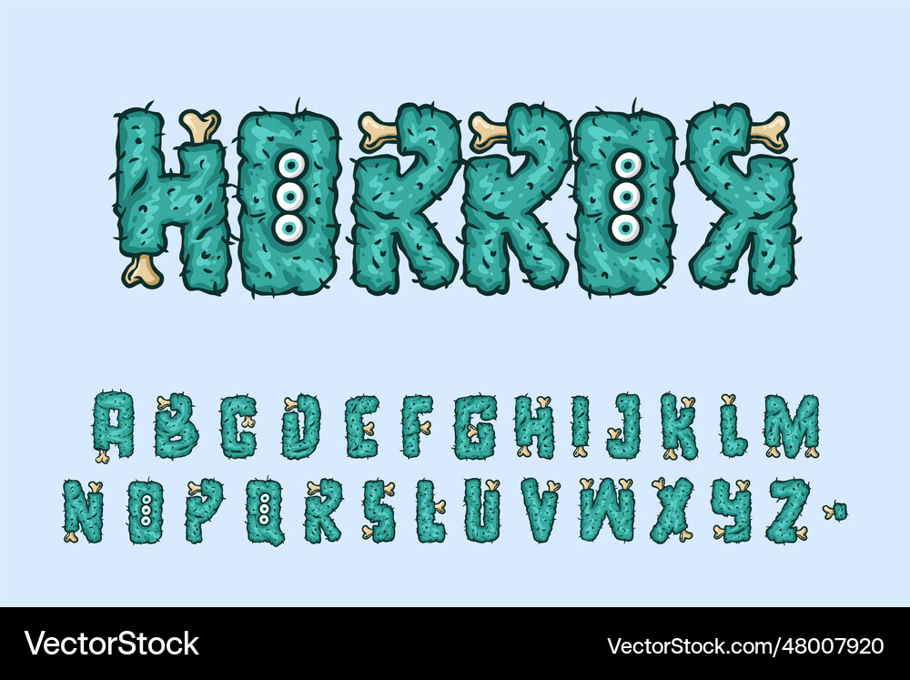 Alphabet horror zombie cartoon Royalty Free Vector Image