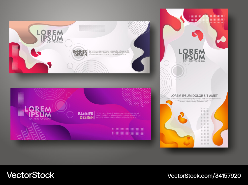 Banner set design template in trendy vibrant Vector Image