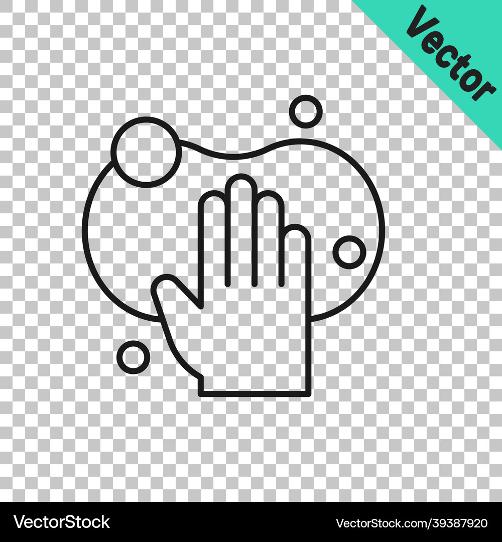 Black line sponge icon isolated on transparent Vector Image