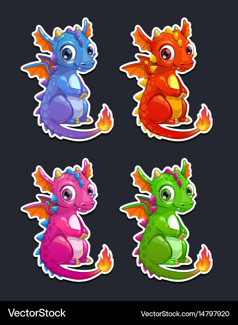 Cute cartoon little dragon Royalty Free Vector Image