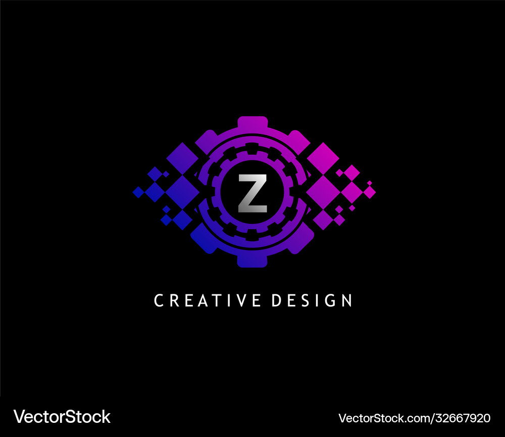 Digital eye z letter data logo modern cyber Vector Image