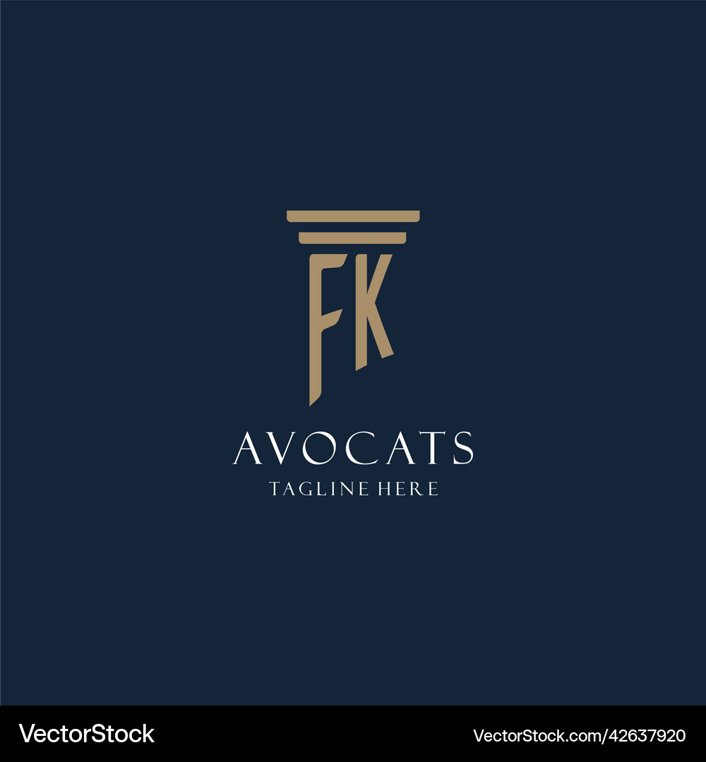 Fk initial monogram logo for law office lawyer Vector Image