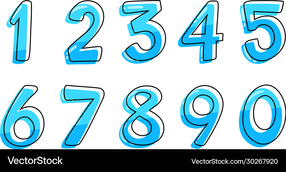 Font design for numbers one to zero on white Vector Image