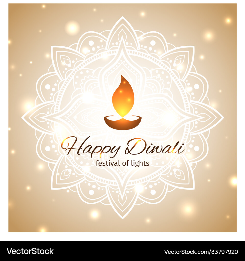 Happy diwali festive card design template Vector Image