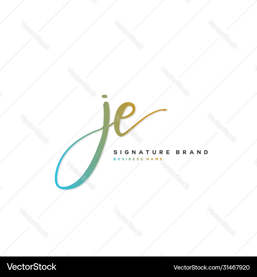 J e je initial letter handwriting and signature Vector Image