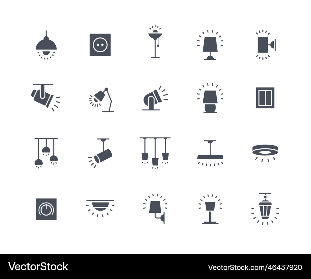 Lamps icons black set Royalty Free Vector Image