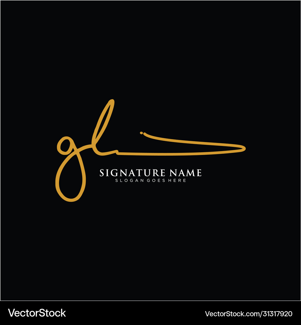 Letter gl signature logo template Royalty Free Vector Image