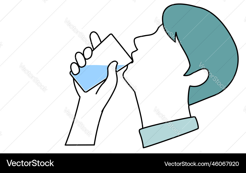Profile of a man drinking water Royalty Free Vector Image
