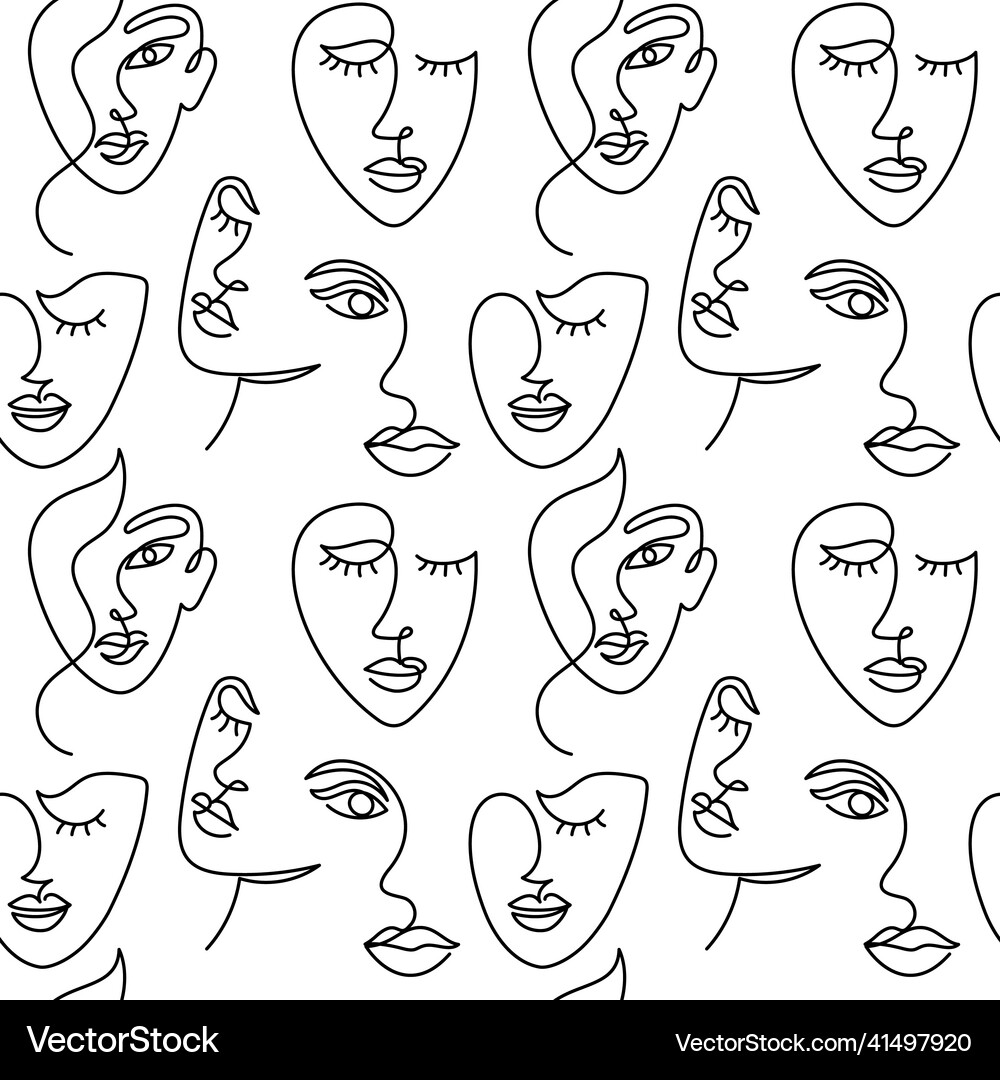 Seamless pattern of faces an abstract woman Vector Image