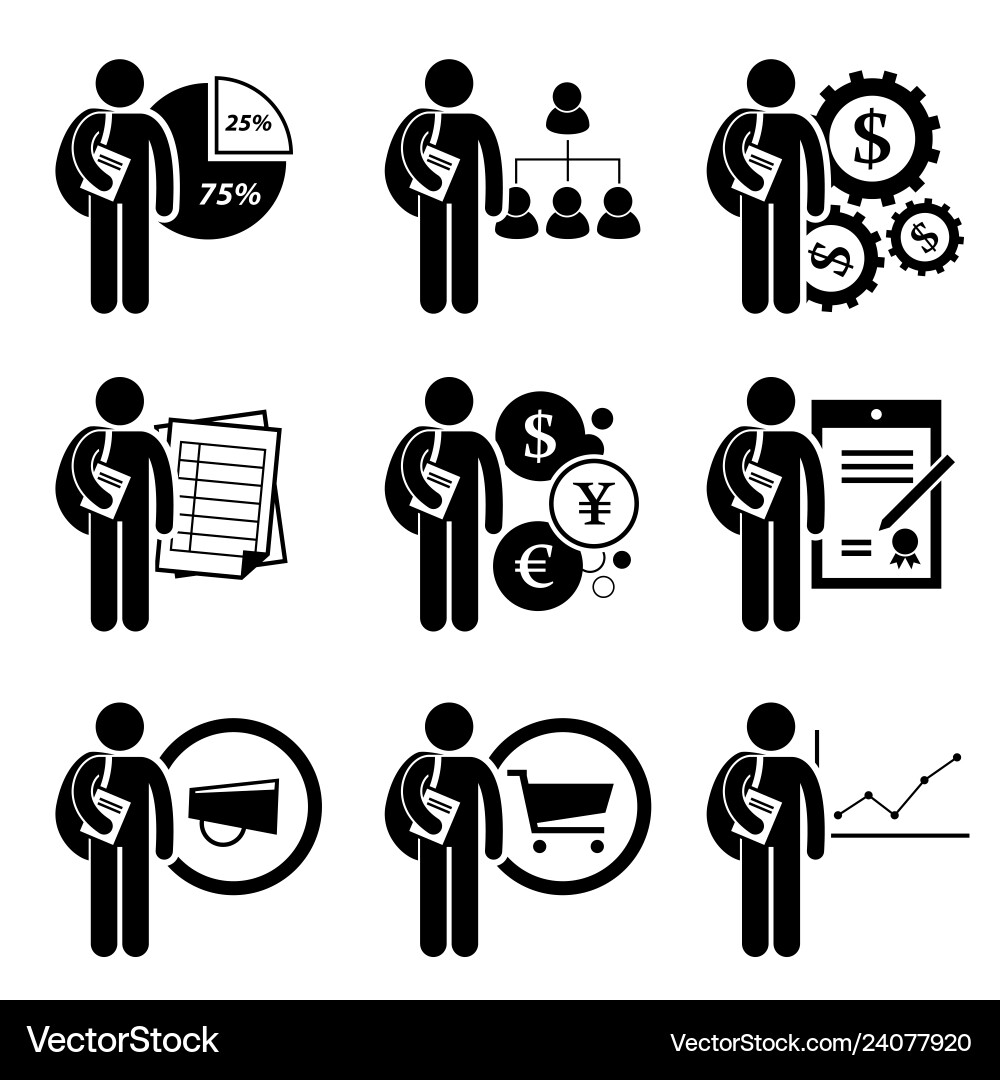 Student degree in business management - analysis Vector Image