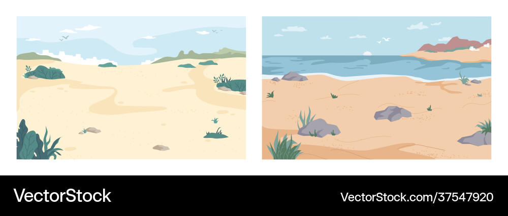 Summer beach set seashore seaside coastlines set Vector Image