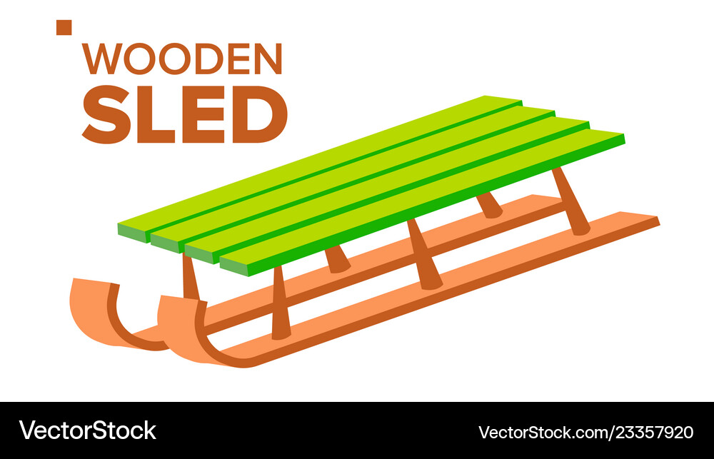 Wooden sled retro classic winter sledge Royalty Free Vector