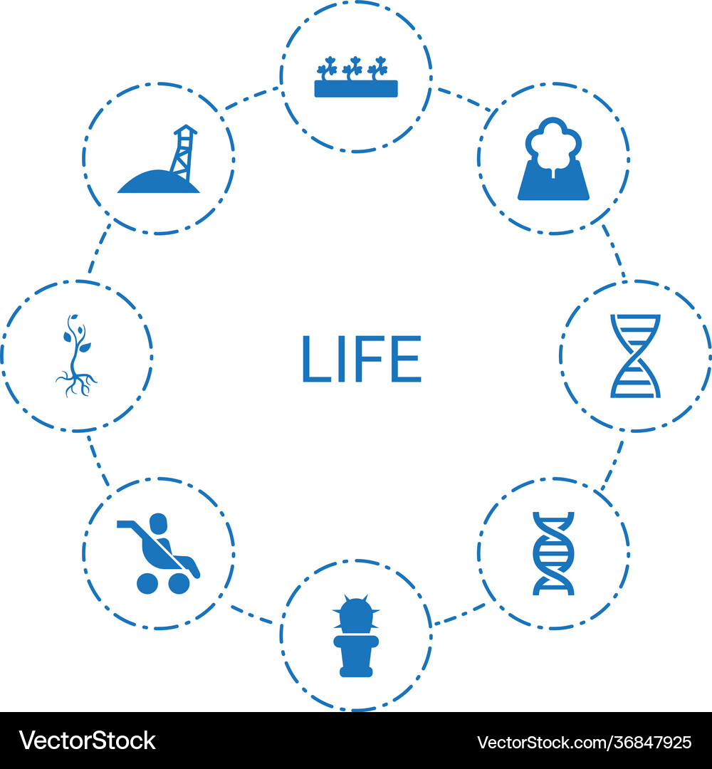 8 life icons Royalty Free Vector Image - VectorStock