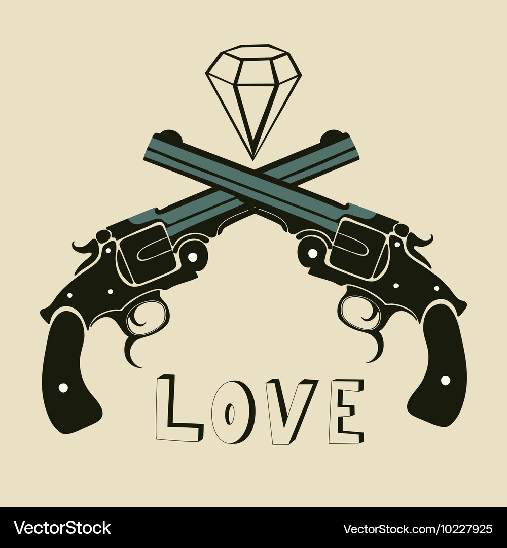 Classic revolvers and diamonds emblem Royalty Free Vector