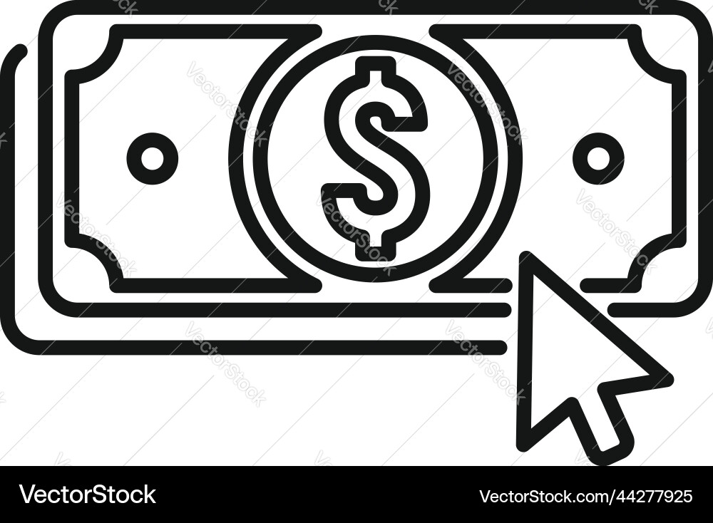 Click cash icon outline payment mobile Royalty Free Vector