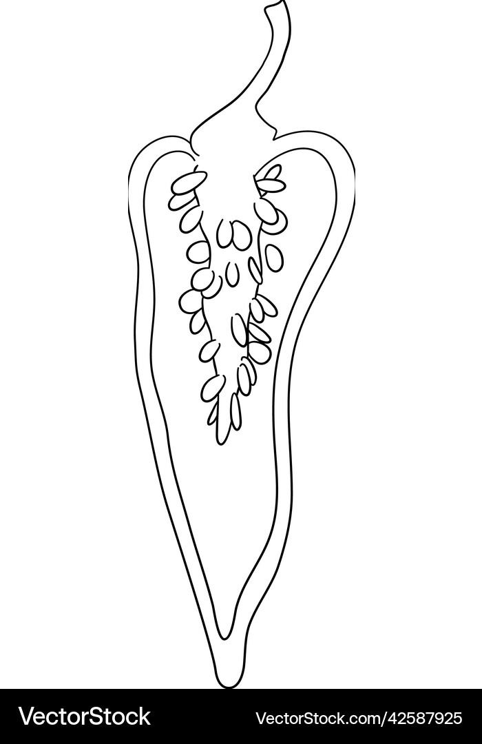 Eco pepper icon outline hand drawn red Royalty Free Vector