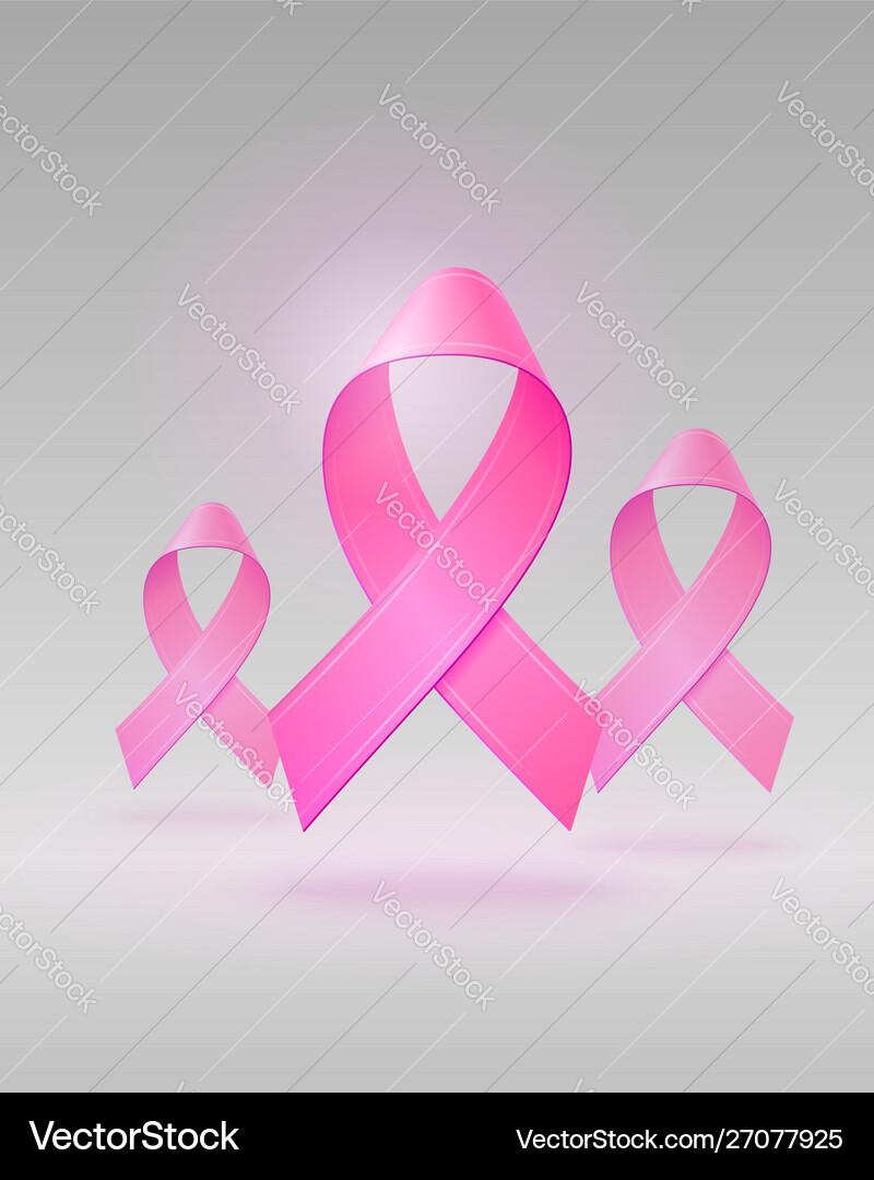 Flying realistic pink ribbons on isolated light Vector Image
