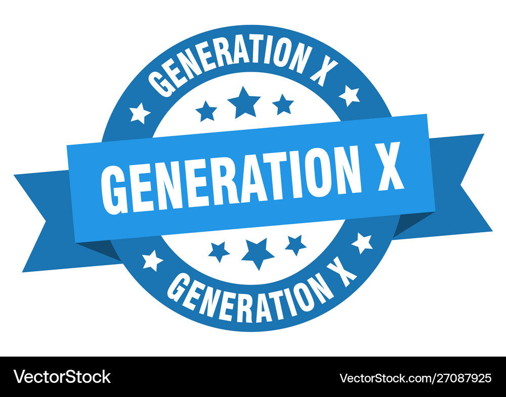 Generation x ribbon round blue sign Royalty Free Vector