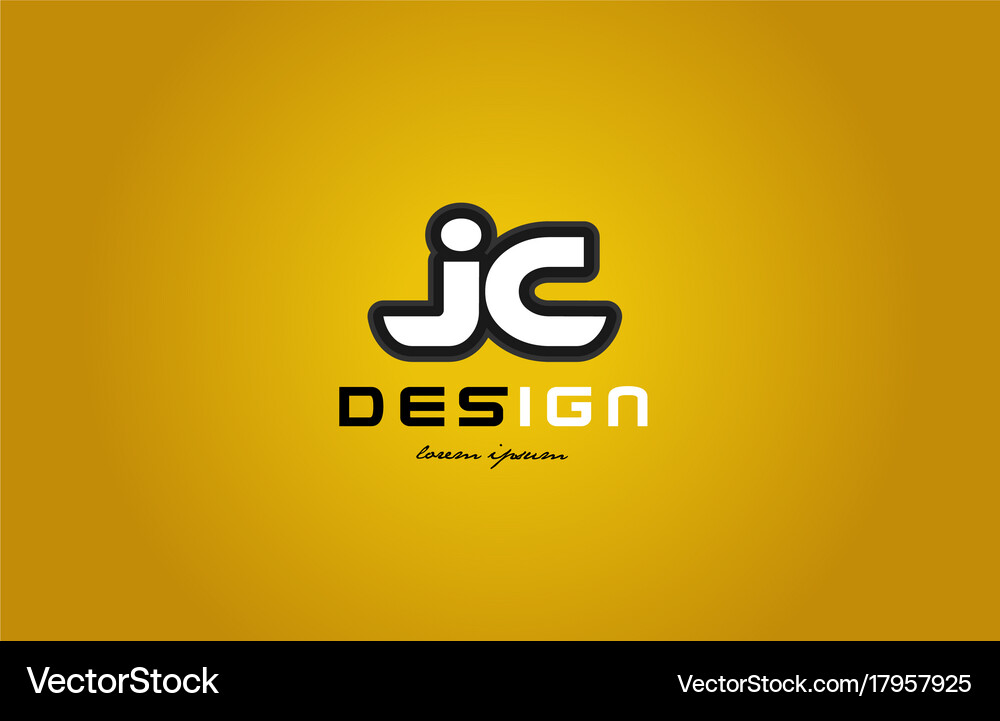 Jc j c alphabet letter combination digit white on Vector Image