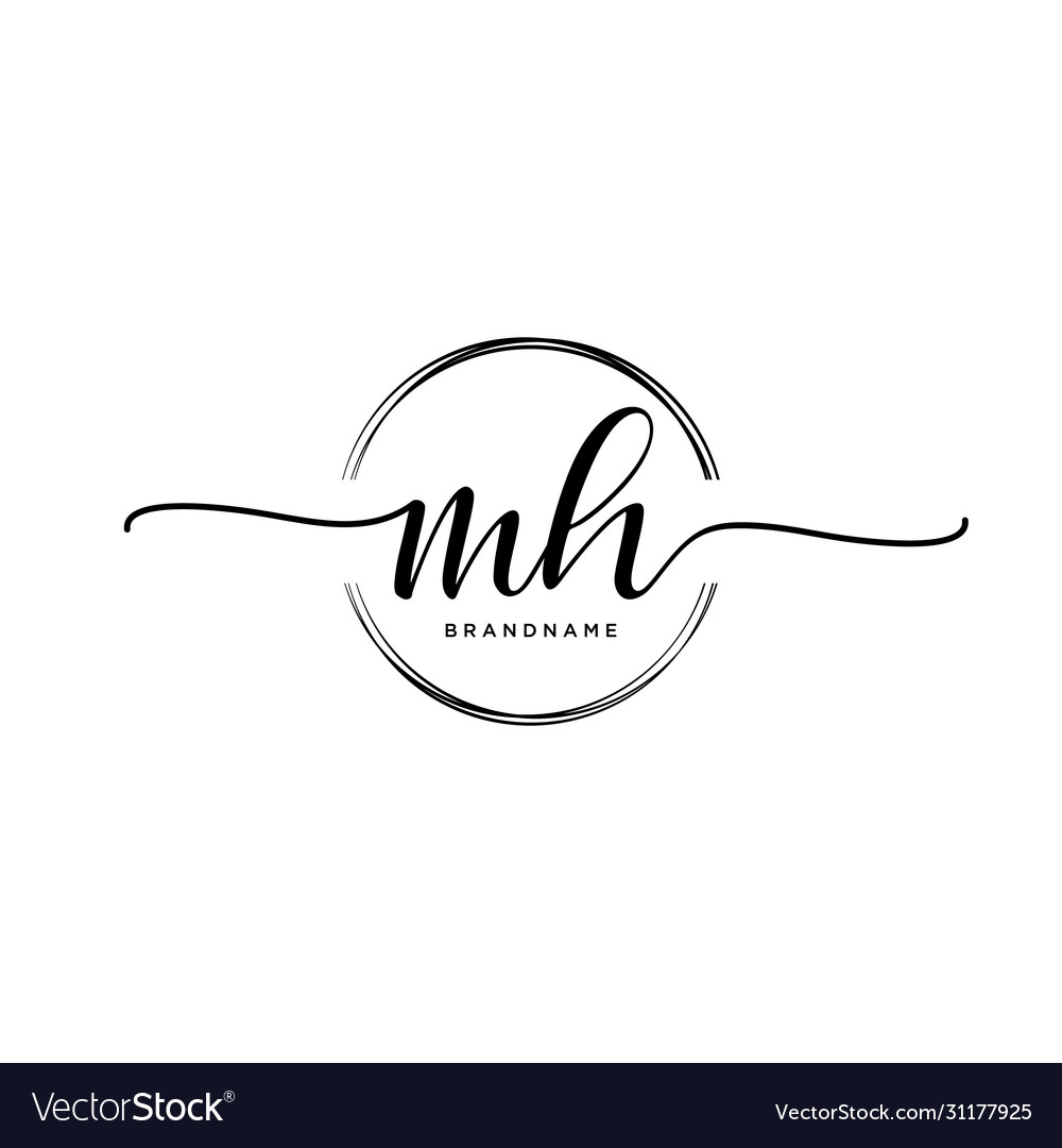 Mh initial handwriting logo with circle template Vector Image